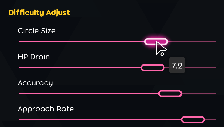 Menu slider reset (orange) click spots not displayed when value changed ...