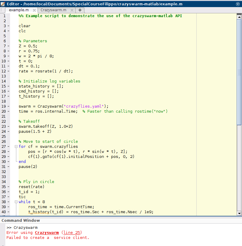 Failed to create a service client · Issue #2 · lis-epfl/crazyswarm-matlab · GitHub