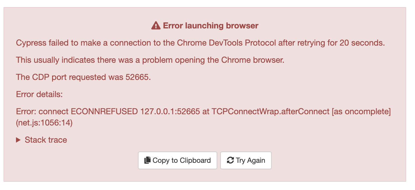 Cant Run E2e Tests Cant Connect To Chrome Devtools · Issue 7766 · Cypress Iocypress · Github 7810