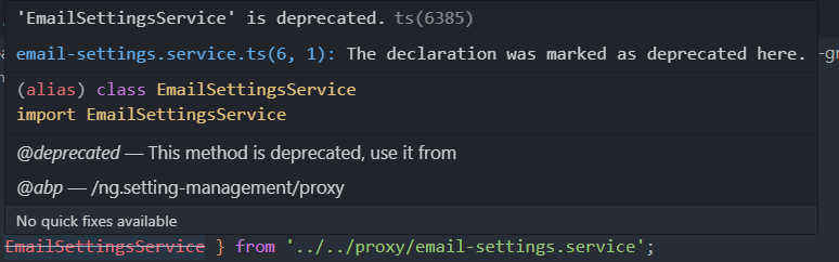 EmailSettingsService is deprecated · Issue #17138 · abpframework/abp · GitHub