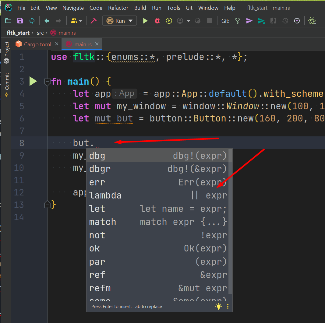 Missing methods introspection for fltk-rs · Issue #7158 · intellij-rust/intellij-rust · GitHub