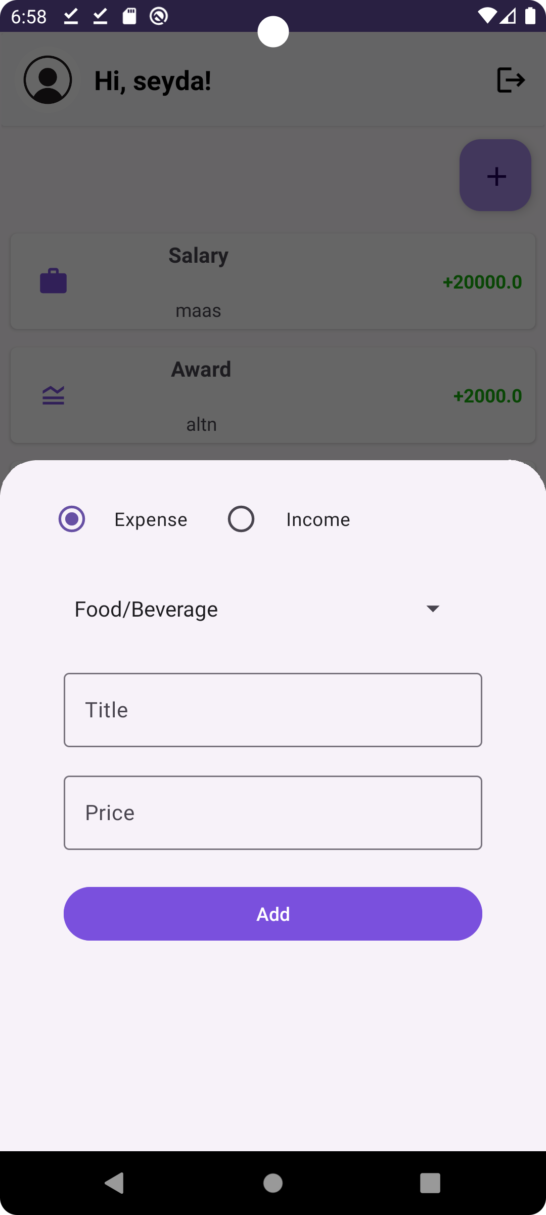 GitHub - seydanurkuvvetli/BudgetApp: UpSchool | Homework - 6