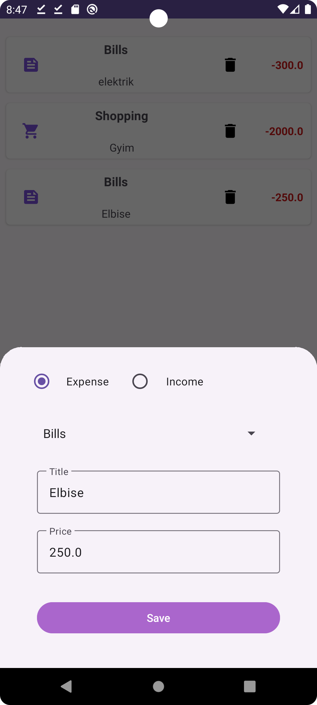 GitHub - seydanurkuvvetli/BudgetApp: UpSchool | Homework - 6