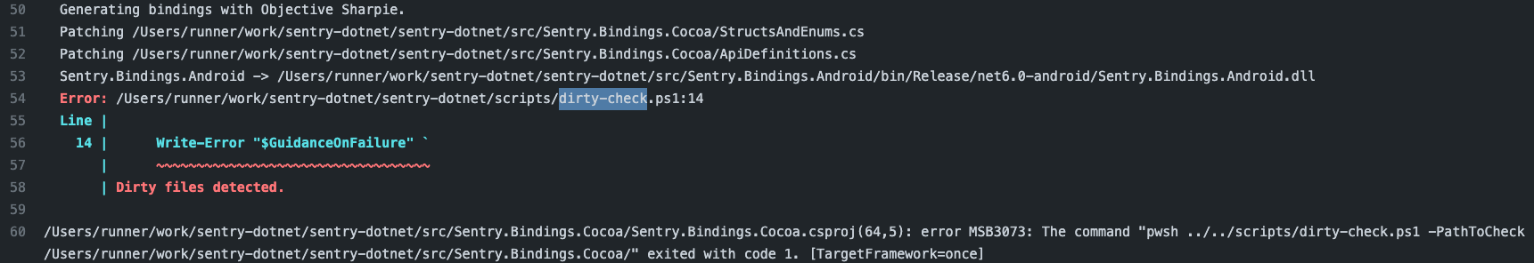 Dirty check fails after Cocoa version bump · Issue #2595 · getsentry/sentry-dotnet · GitHub