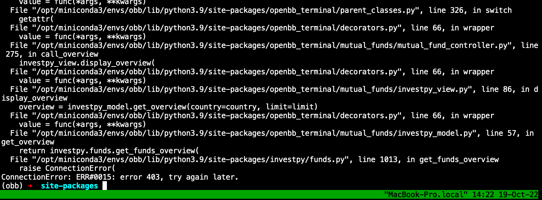 [bug] `funds Overview` Connectionerror Err 0015 Error 403 Try Again Later · Issue 2921