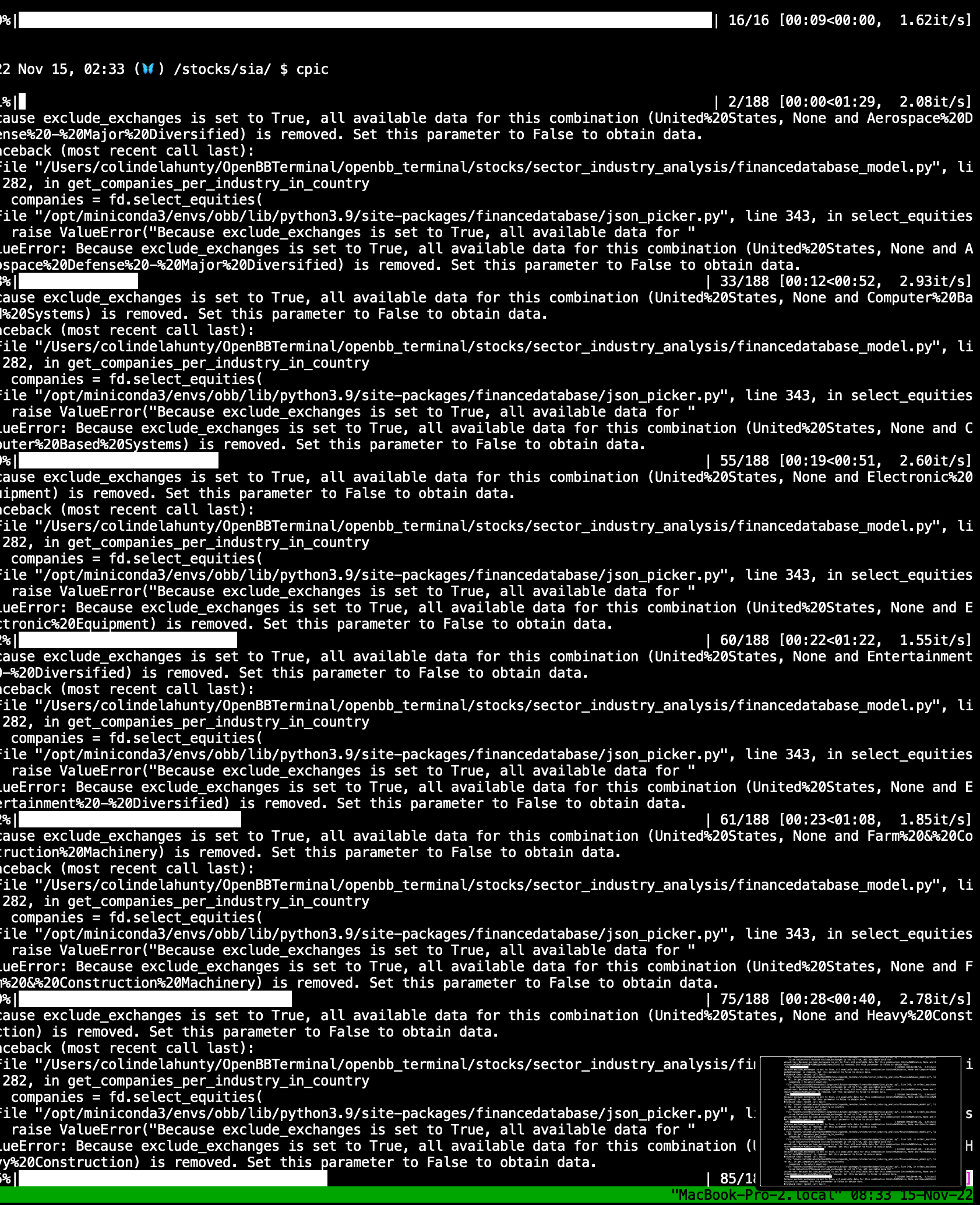 [Bug] `/stocks/sia/cpic`: ValueError: Because exclude_exchanges is set to True, all available ...