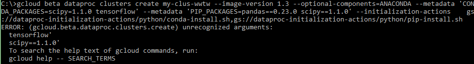 Examples in readme.me don't work in GCP SDK, only in CloudShell · Issue #536 ...