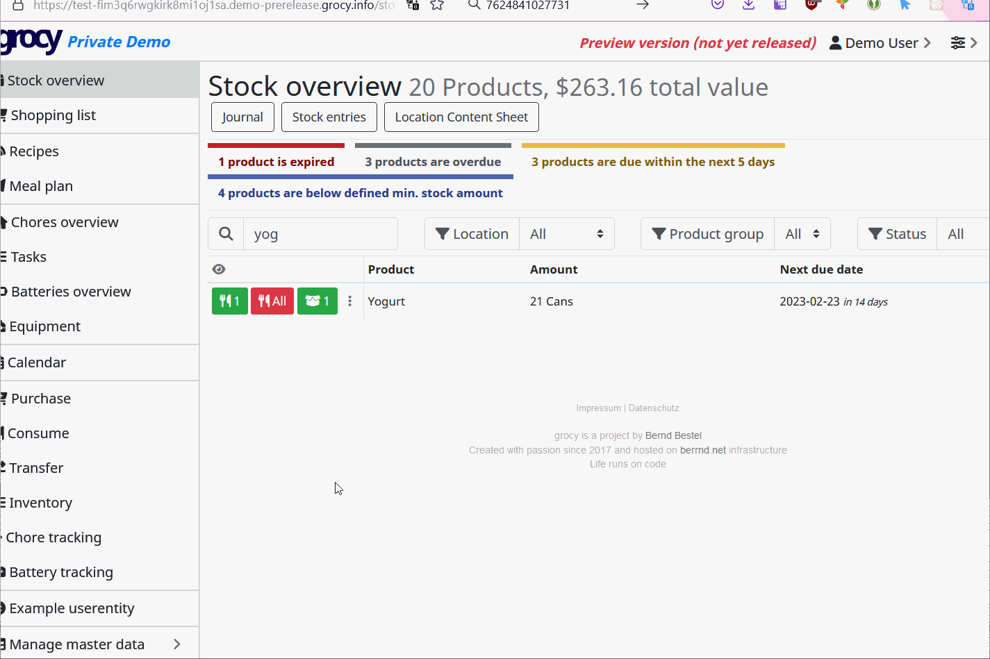 Bug: When filtering for location in stock overview, stock amount always shows total, instead of ...