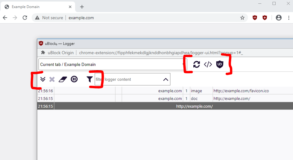 Buttons in the logger toolbars have different widths · Issue #1037 · uBlockOrigin/uBlock-issues ...
