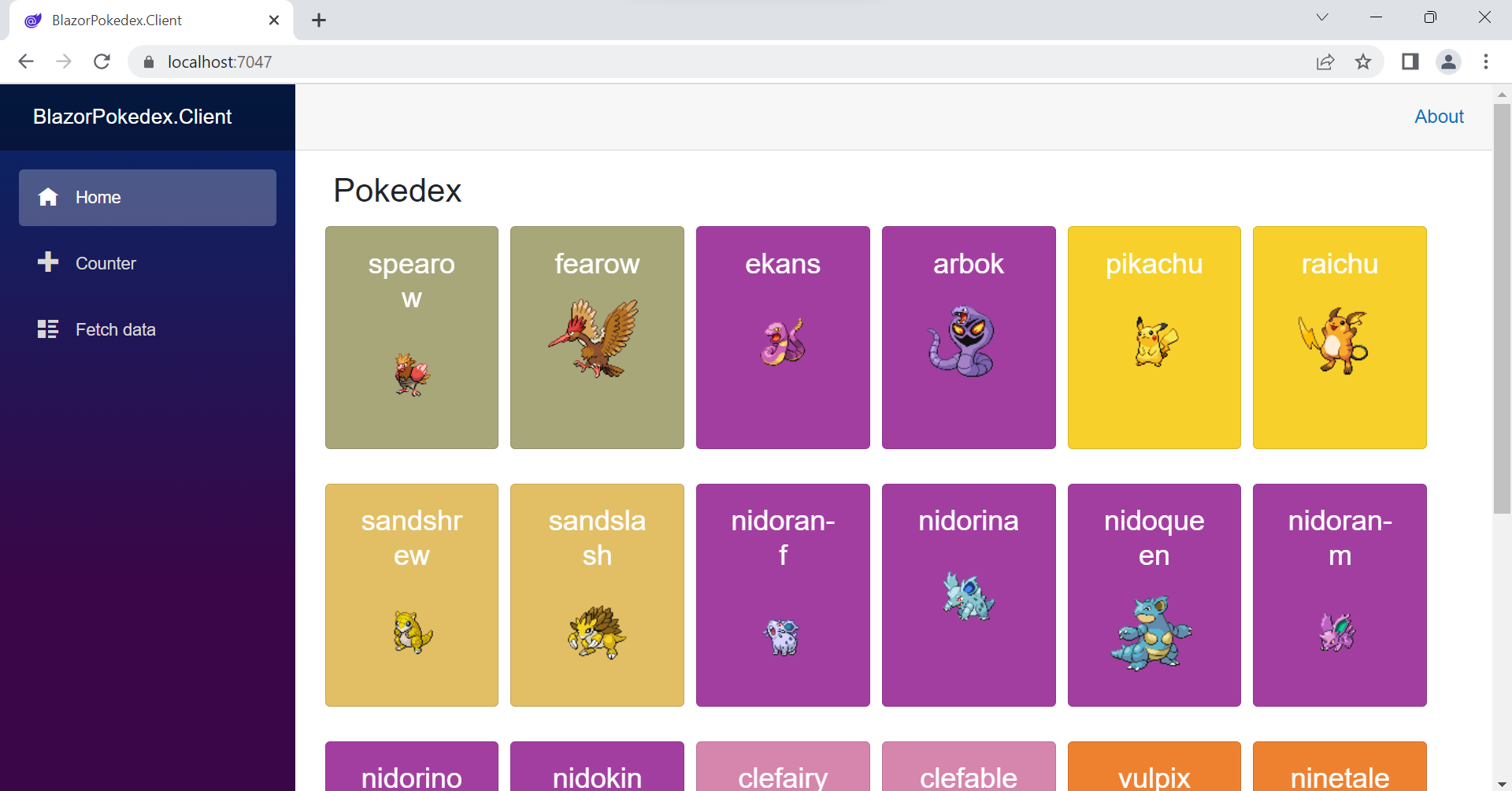 GitHub - jesusaraujo06/BlazorPokedex: Aplicación sencilla en la que se hace uso de HttpClient ...