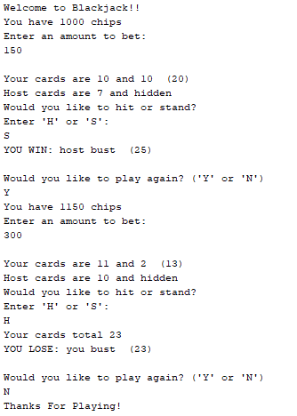 GitHub - lukemjohnston/Blackjack: A text based version of Blackjack (21 ...