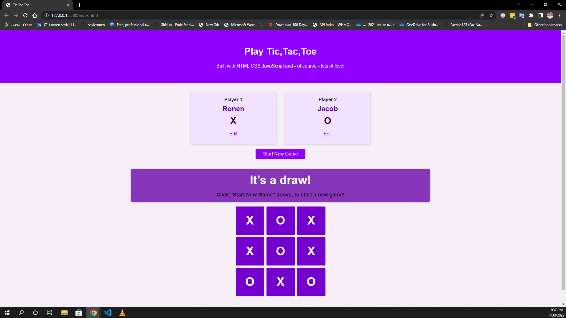 GitHub - savizronen/Tic-Tac-Toe-Game: Tic Tac Toe Game.