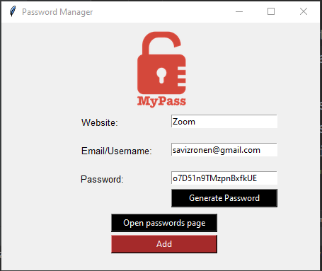 GitHub - savizronen/password_manager_GUI_app_with_tkinter: Password_Manager use Tkinter