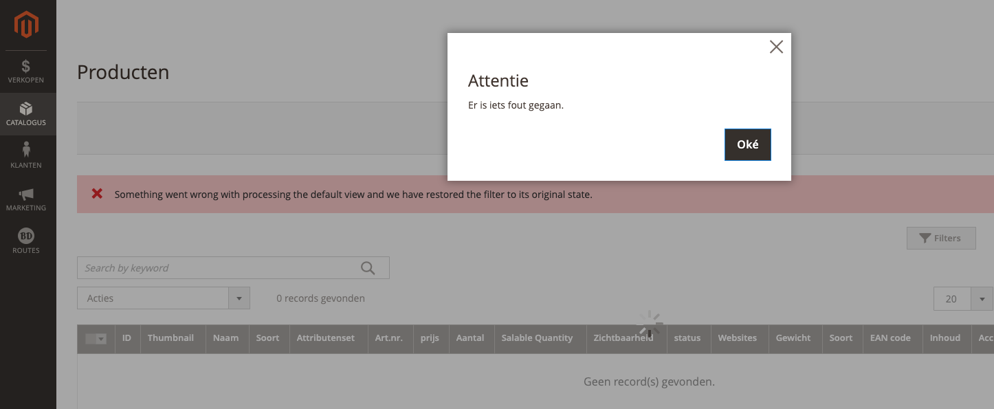 "Something went wrong with processing the default view and we have restored the filter to its ...