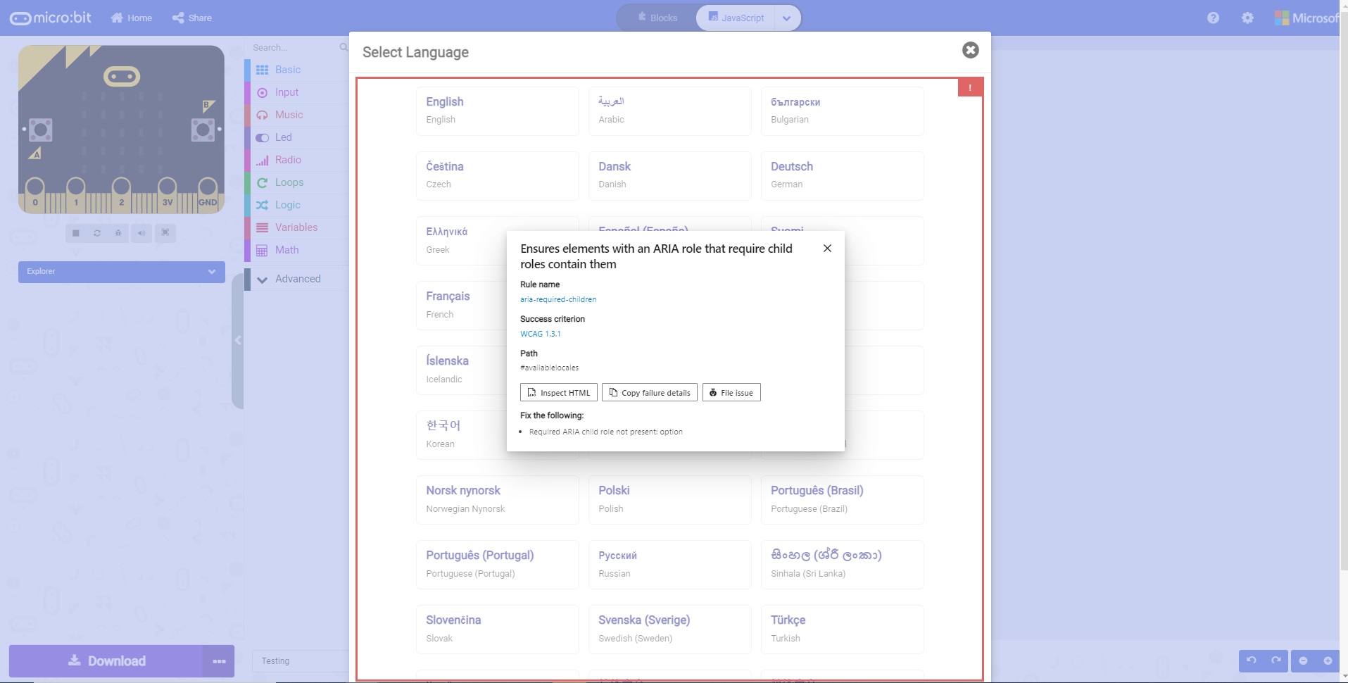 [Programmatic Access – Make Code - Language] Ensures elements with an ARIA role that require ...