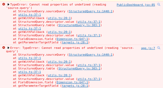 Filtering On Nested Questions Causes Error In Public And Embedding · Issue 20393 · Metabase