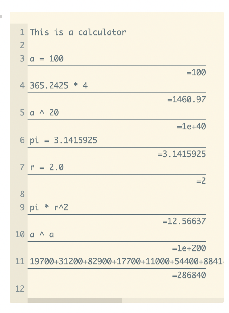 calc result overlaps with input text when the latter is very long ...