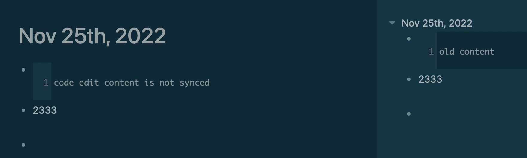Code edit is not synced across the main area and right sidebar / across multi-windows · Issue ...