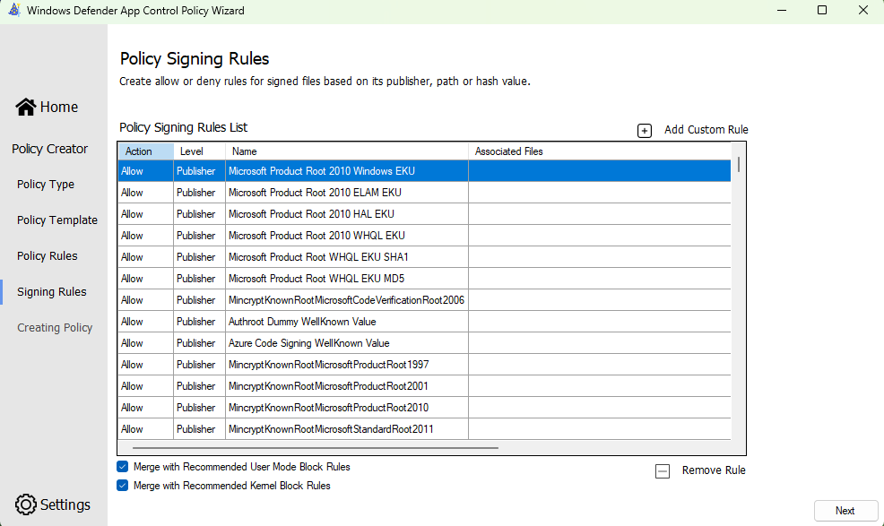 Duplicate rule is created (Enabled:Unsigned System Integrity Policy) in WDAC Wizard 2.0.1.0.22 ...