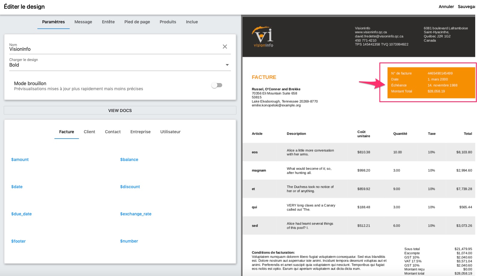 Difference between invoice template and generated invoice · Issue #5328 · invoiceninja ...