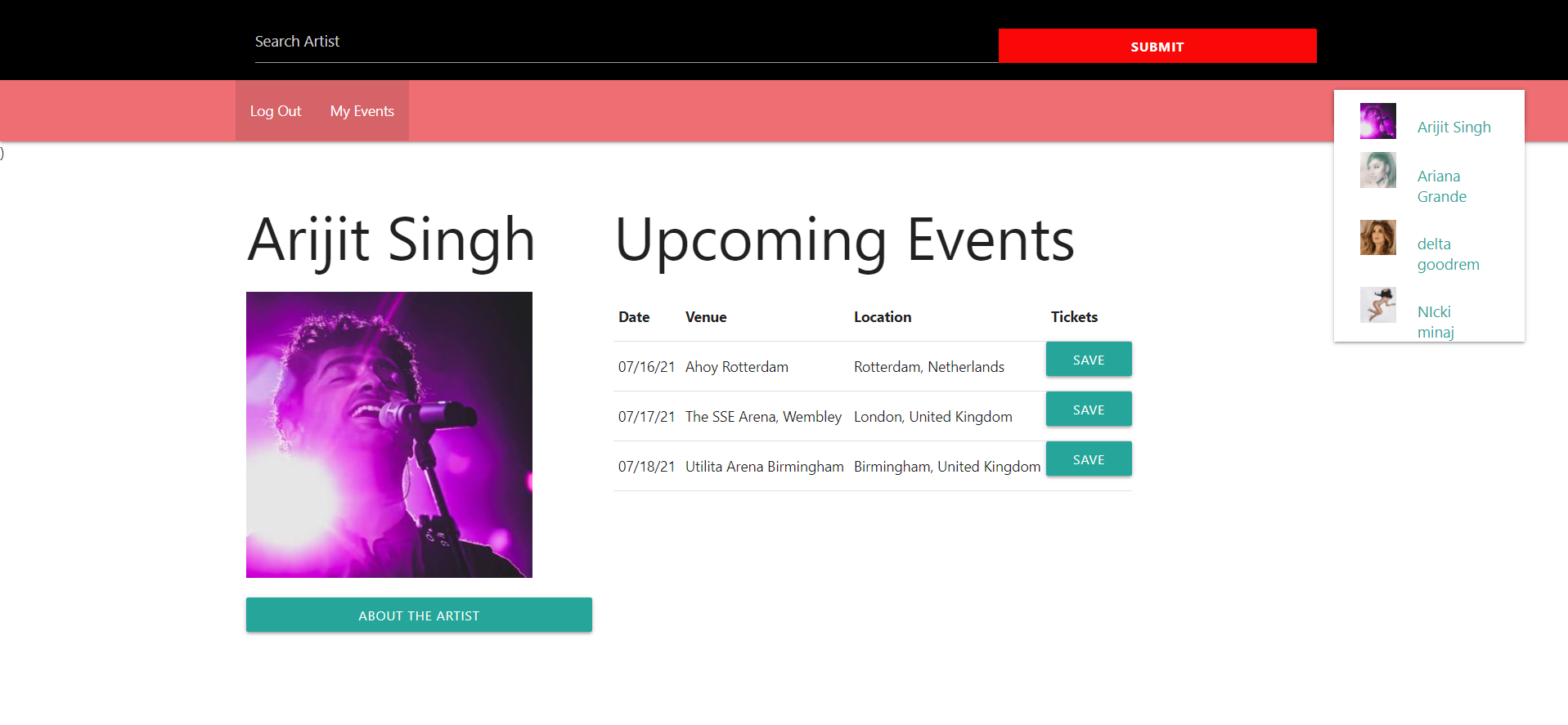 GitHub - AlishaPanday/Project1: An event planner that searches for music artist