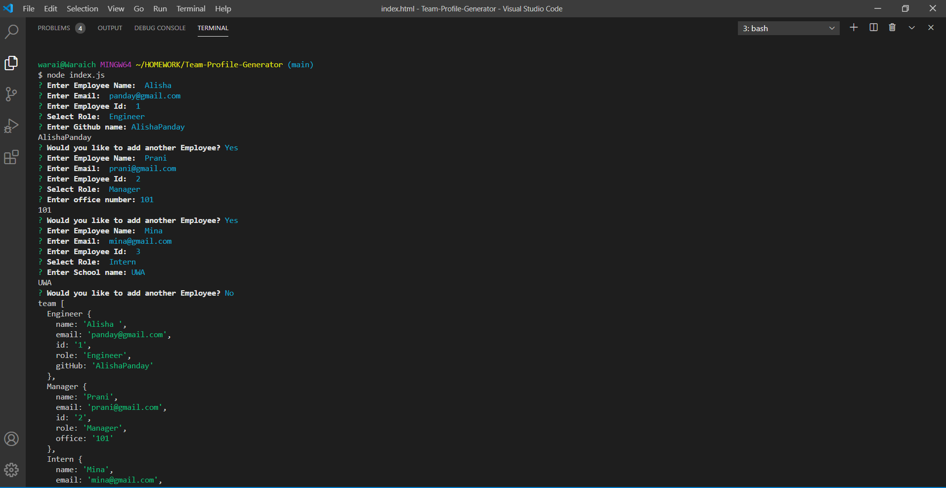 GitHub - AlishaPanday/Team-Profile-Generator