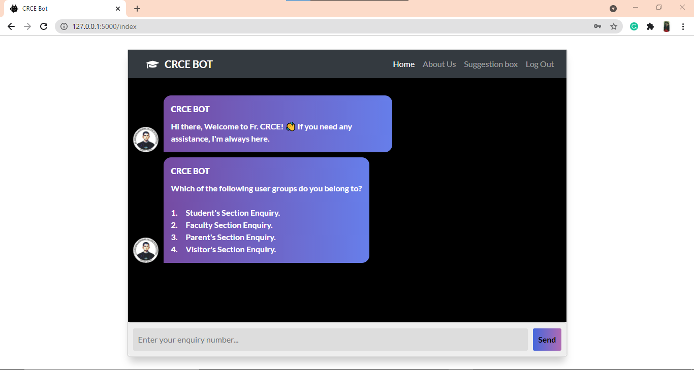 GitHub - GiniChacko/College-Enquiry-Chatbot: The College Enquiry ...