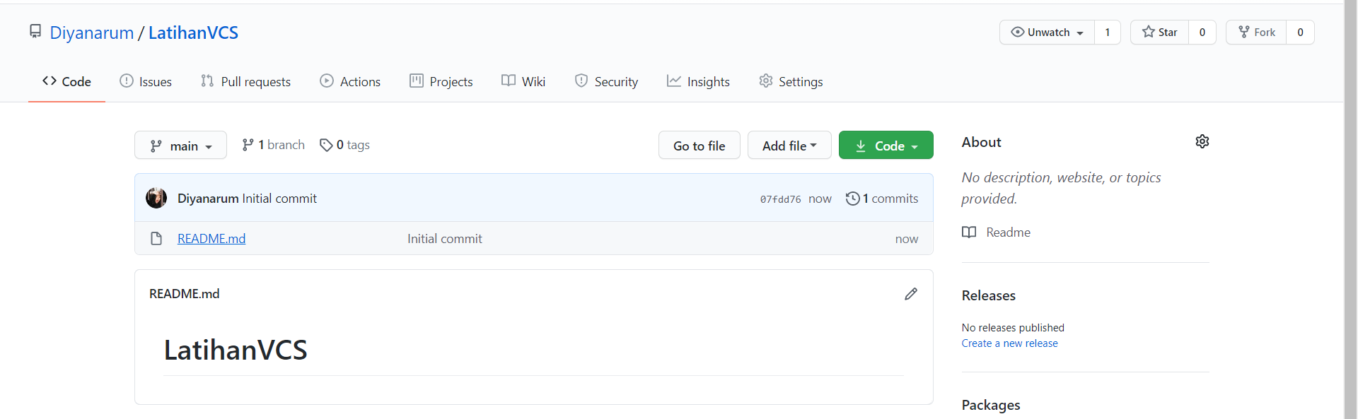 GitHub - Diyanarum/LatihanVCS