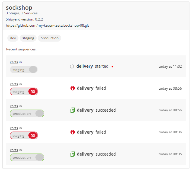 Align the way to display sequences · Issue #5150 · keptn/keptn · GitHub