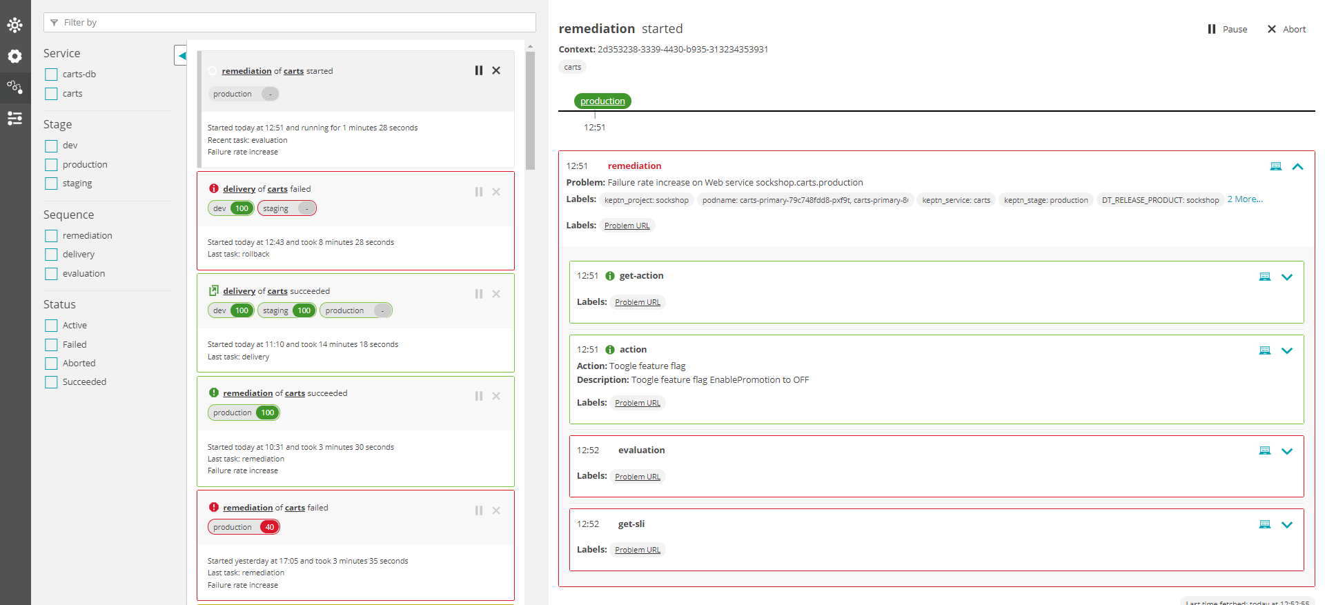 Remediation sequence is red while running · Issue #7129 · keptn/keptn · GitHub