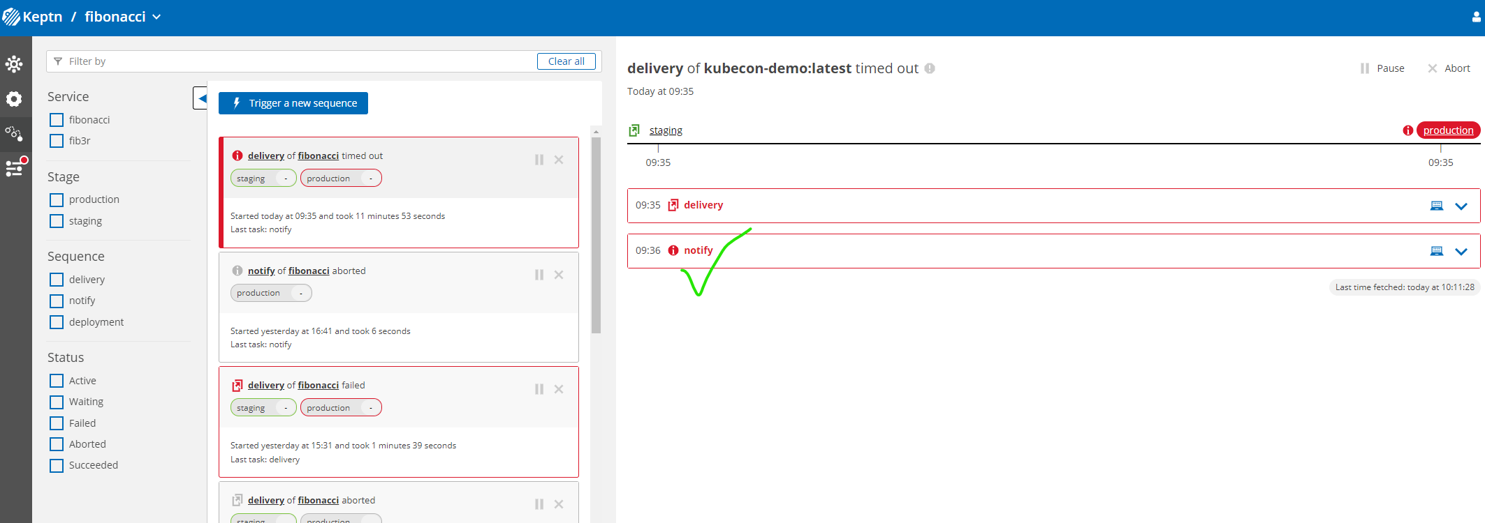Sequence does not get triggered automatically · Issue #8731 · keptn/keptn · GitHub