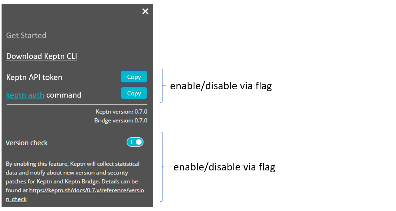 Keptn Bridge: Disable the version check feature · Issue #2320 · keptn/keptn · GitHub