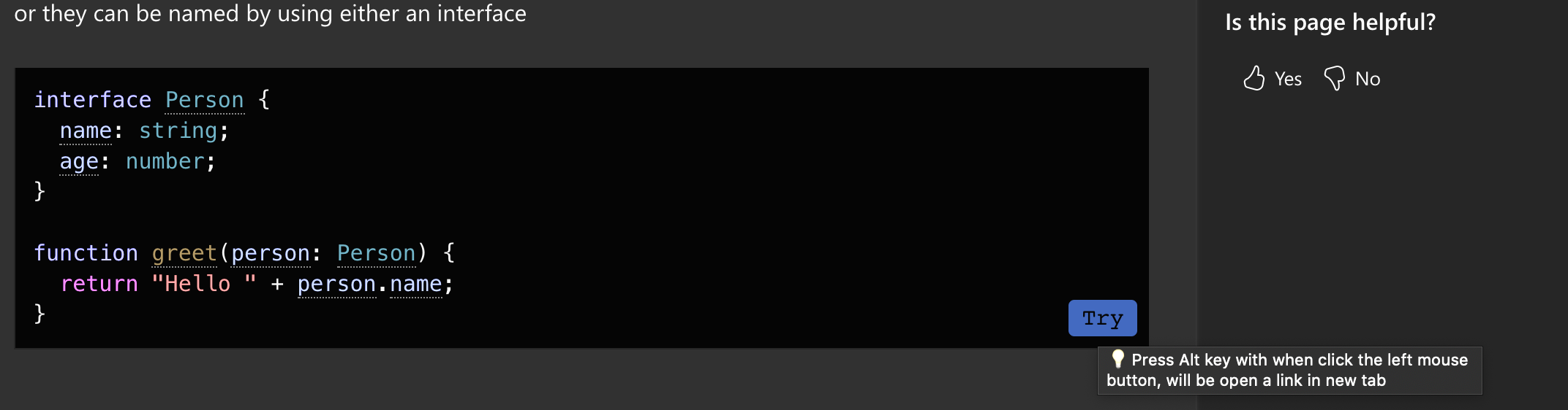 Idea: open the try demo in a new tab · Issue #2256 · microsoft/TypeScript-Website · GitHub
