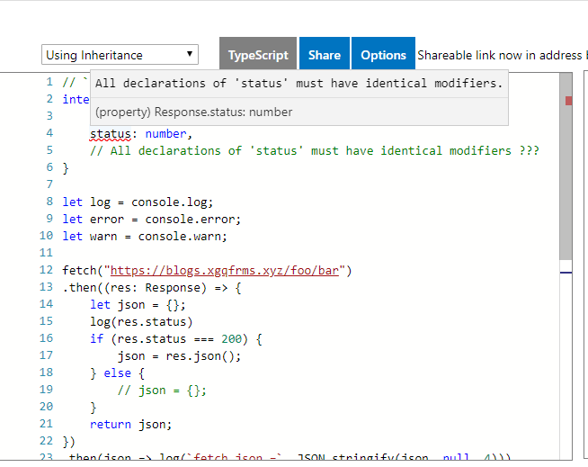 "All declarations must have identical modifiers" error only changed in one place with `--watch ...