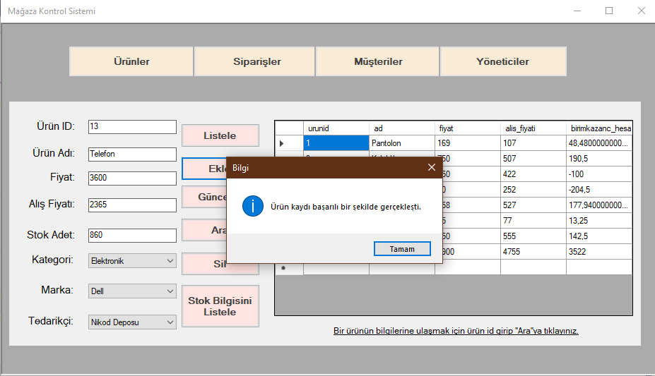 GitHub - selcannarin/MagazaOtomasyonu
