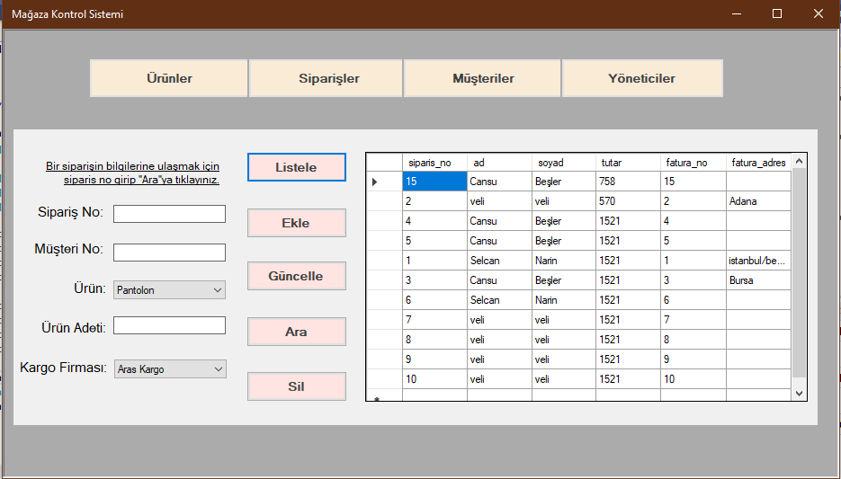 GitHub - selcannarin/MagazaOtomasyonu