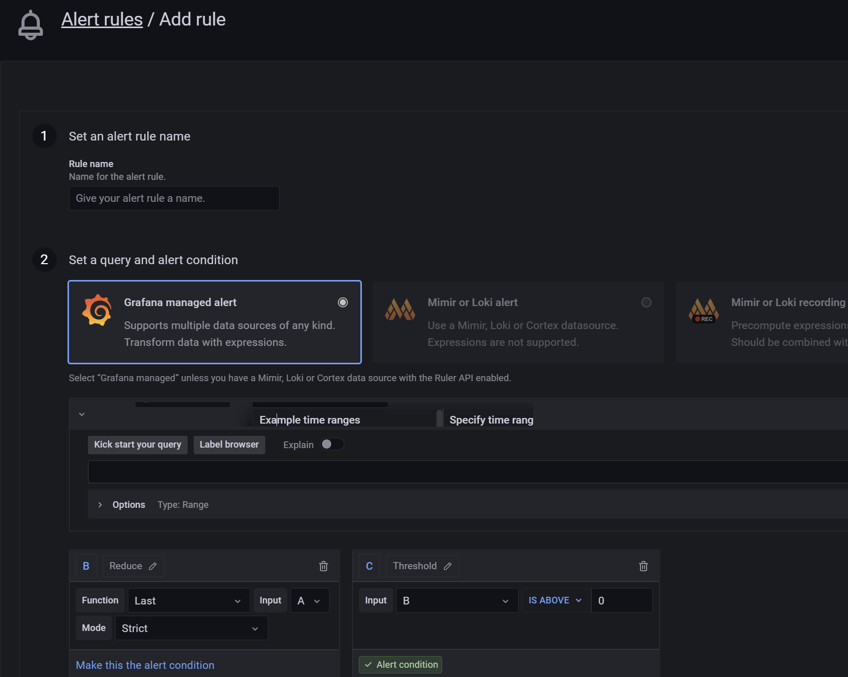 Alert conditions are partially hidden and unusable · Issue #59413 · grafana/grafana · GitHub