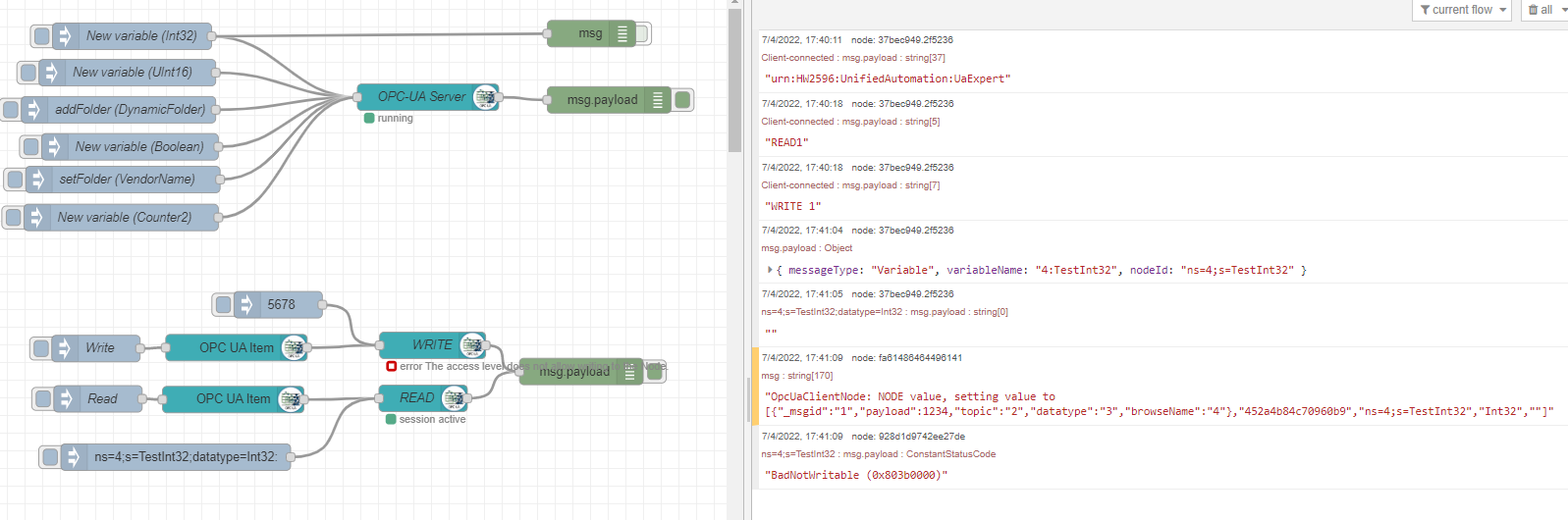 NodeRed Error message while trying to write value to OPCUAserver · Issue #422 · mikakaraila/node ...
