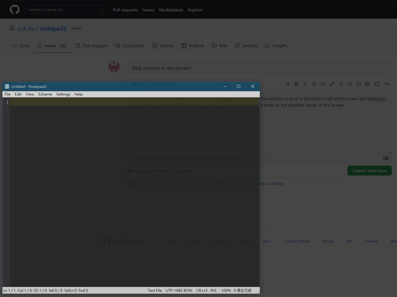 Stick window to the corner? · Issue #505 · zufuliu/notepad4 · GitHub