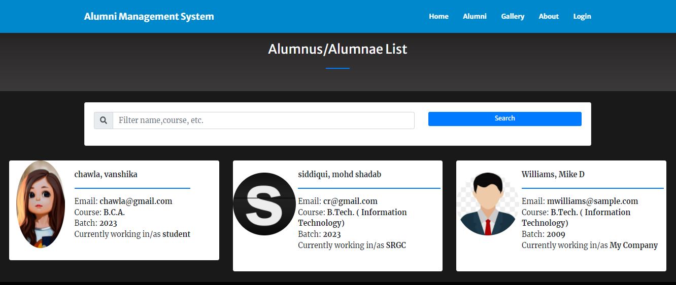 GitHub - yogeshkumarsaini/Alumni_Management_System: The Online Alumni Management System is a PHP ...