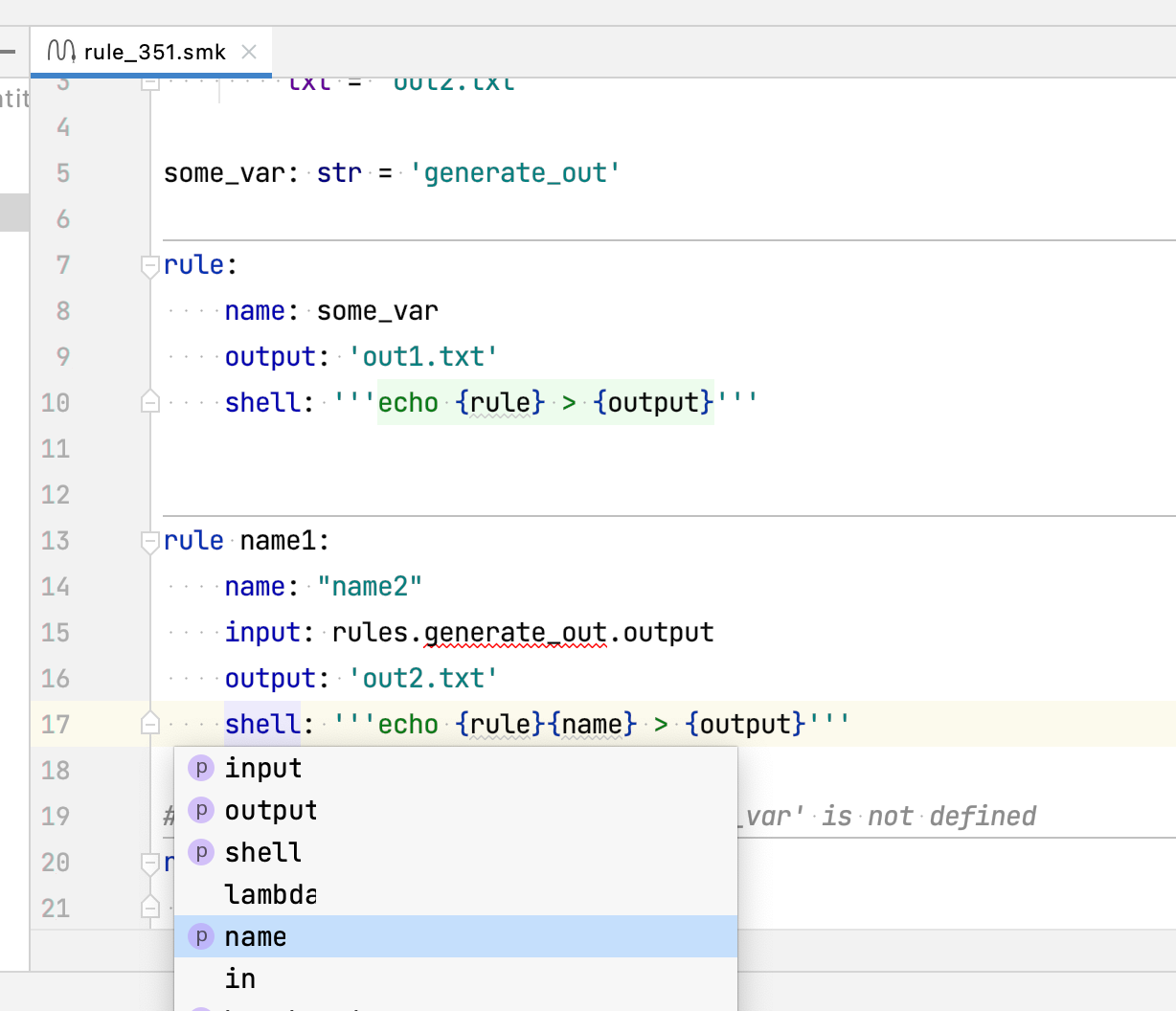 Add support for the `name:` directive · Issue #351 · JetBrains-Research/snakecharm · GitHub