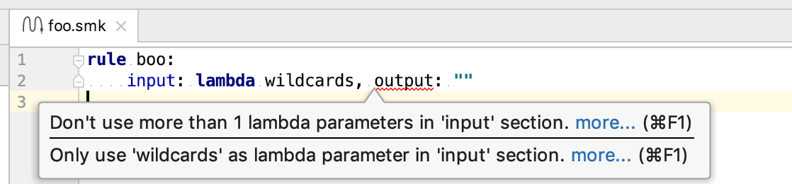 Lambda support for rule params · Issue #27 · JetBrains-Research/snakecharm · GitHub