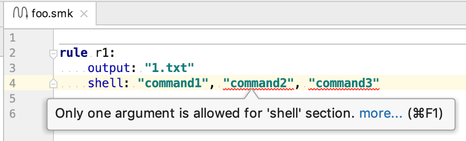 Multiple shell sections arguments inspection · Issue #127 · JetBrains-Research/snakecharm · GitHub