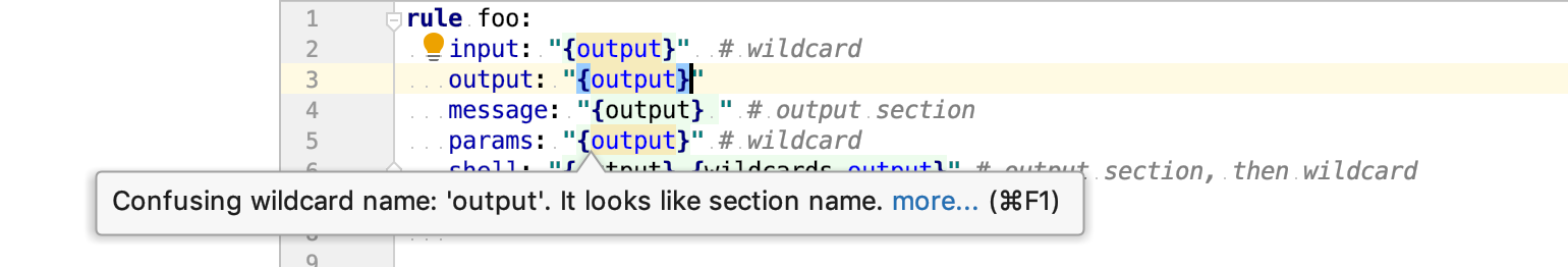 Inspection: warn if wildcard name is same as section name · Issue #244 · JetBrains-Research ...