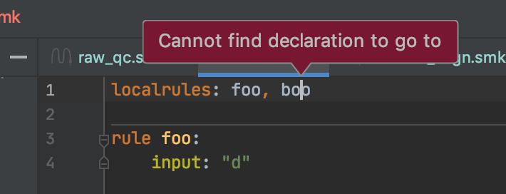 Unresolved rule error isn't shown · Issue #247 · JetBrains-Research/snakecharm · GitHub