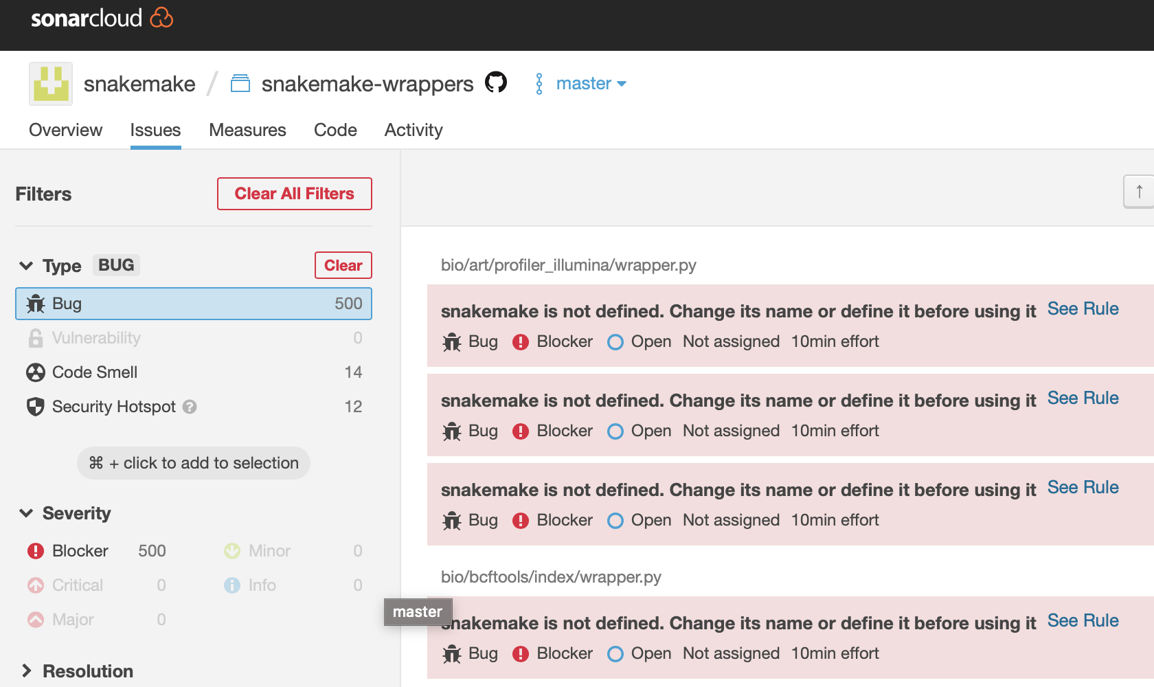 SonarCloud Code Inspections profile is very confusing · Issue #35 · snakemake/snakemake-wrappers ...