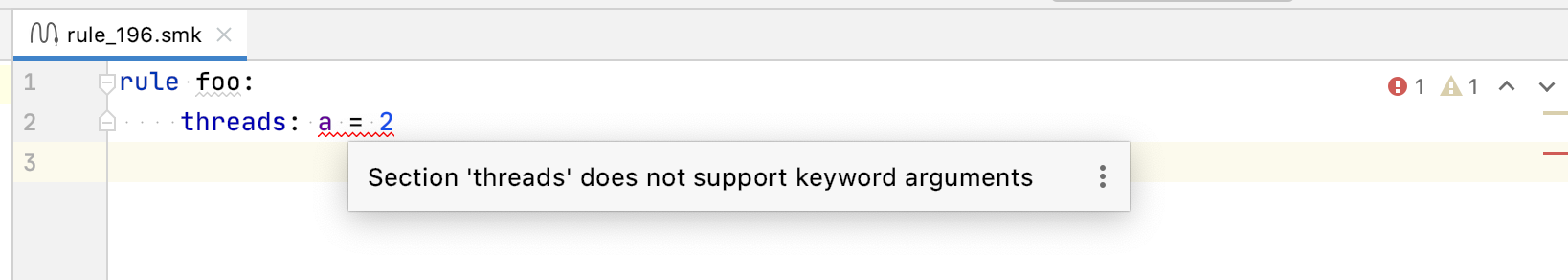 Unexpected keyword argument in rule section · Issue #196 · JetBrains-Research/snakecharm · GitHub