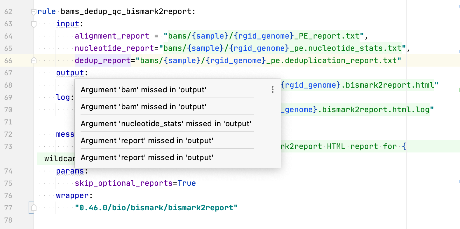 Missing wrappers arg inspection: · Issue #328 · JetBrains-Research/snakecharm · GitHub