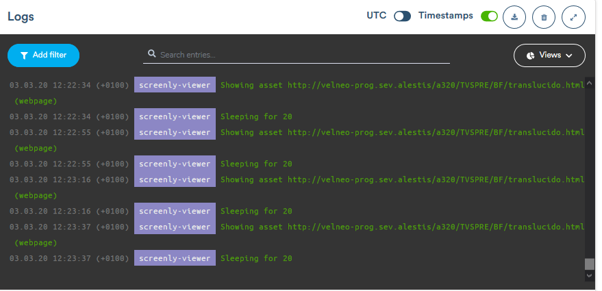 The screen displays the message: "Unable to load page. Problem ocurred while loading the URL ...