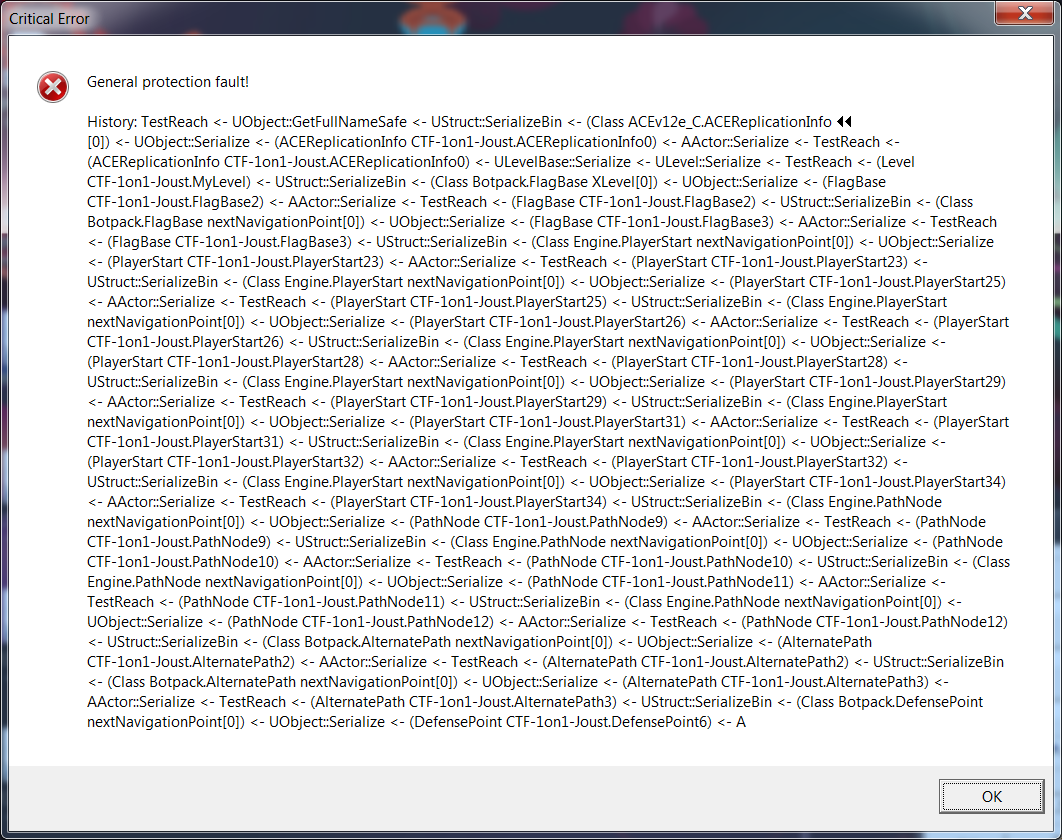 [469c] CRASH - Critical Error - General protection fault ! (ACE ...
